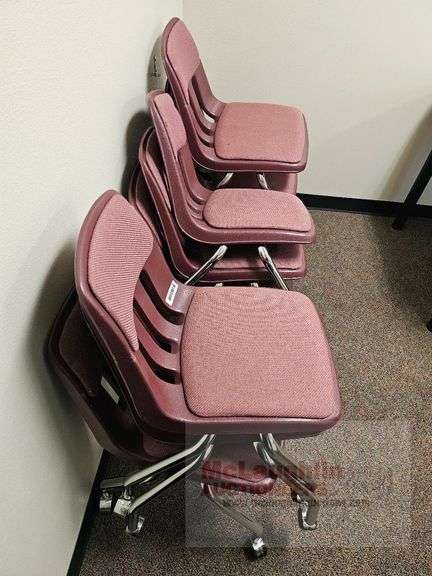 Burgundy Stackable Rolling Fabric Chairs - McLaughlin Auctioneers, LLC ...