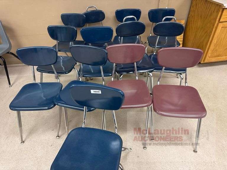 Stackable School Chairs, Plastic Seat & Back, Metal Frame, Blue ...