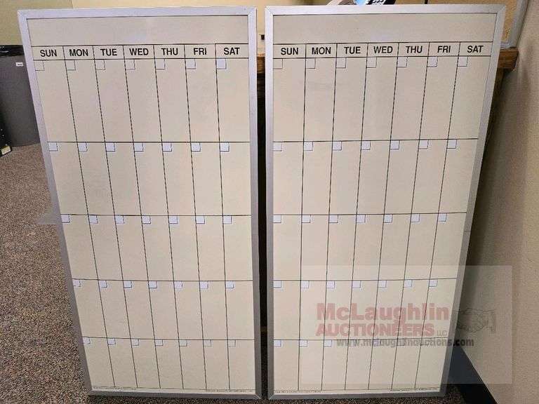 Dual Dry Erase Monthly Calendar Boards, 24"x36", Aluminum Frame, Wall ...