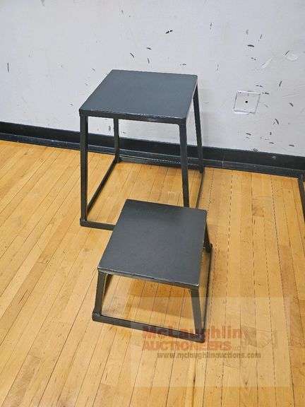 Black Metal Plyometric Jump Boxes, Set of 2, Approx. 24" & 12" Heights ...