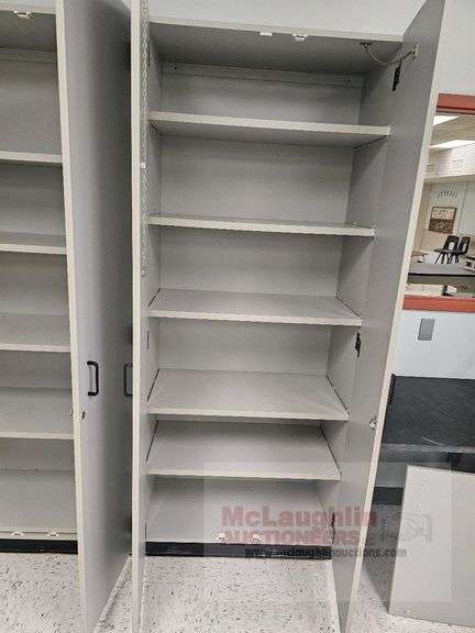 Gray Modular Storage Cabinet with Glass and Solid Doors, 5 Shelves ...