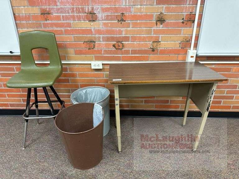 School Desk, Tall Stool, Trash Cans - McLaughlin Auctioneers, LLC- mc ...