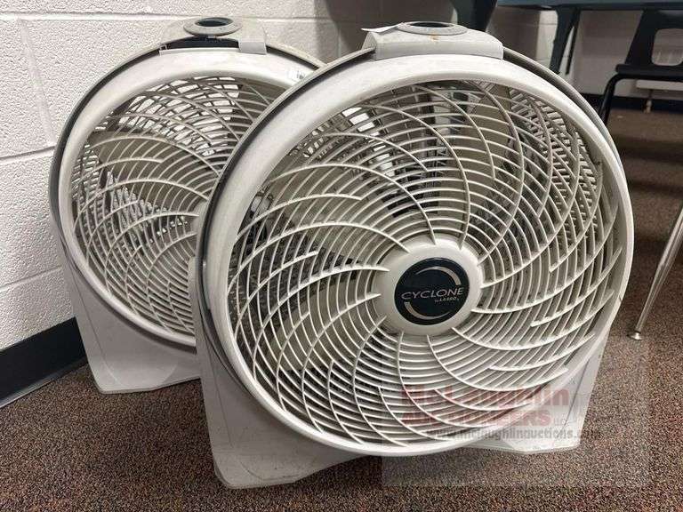 2 Lasko Cyclone Floor Fans, Electric, White, 3 Speed Settings ...
