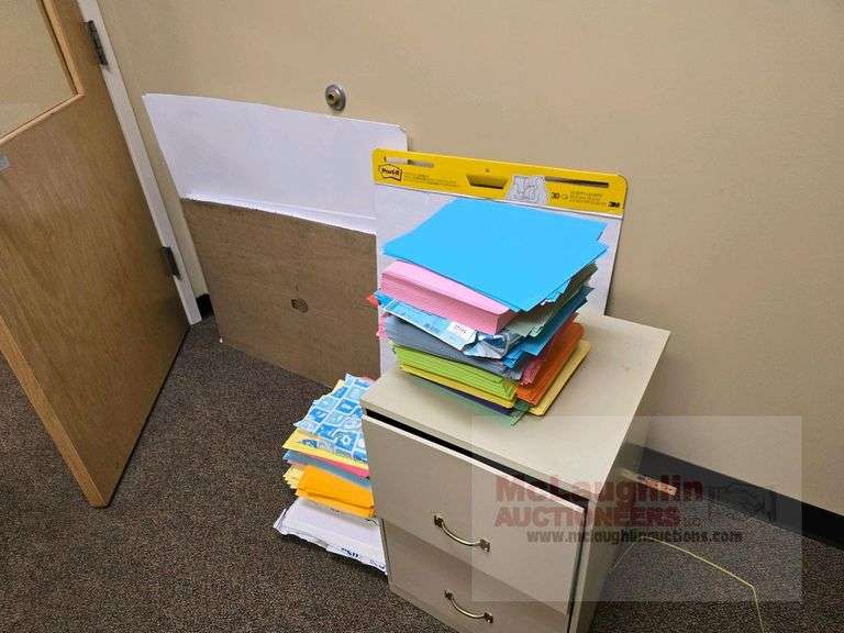 Small File Cabinet, Post-it Poster Board and Paper, Assorted Colors - McLaughlin Auctioneers ...