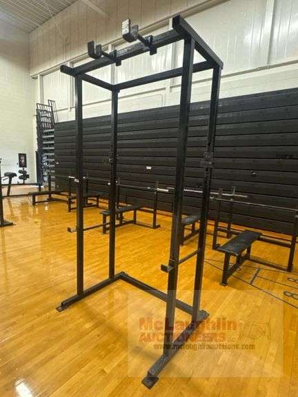 Power Rack with Pull-Up Bar and Adjustable Bar Catchers, Steel, Black ...
