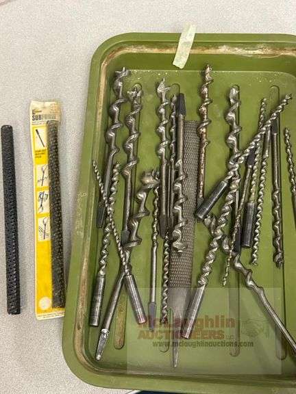 Auger Drill Bits and File Set, Spiral Cutting Edge, 12 Bits, 2 Files ...