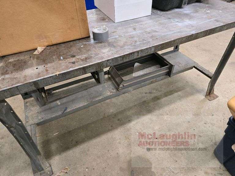 Industrial Metal Workbench with Lower Shelf - McLaughlin Auctioneers ...