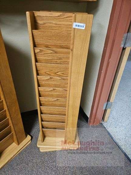 Wooden Magazine / Paper Storage Rack, Natural Oak Finish, Rotating Base ...