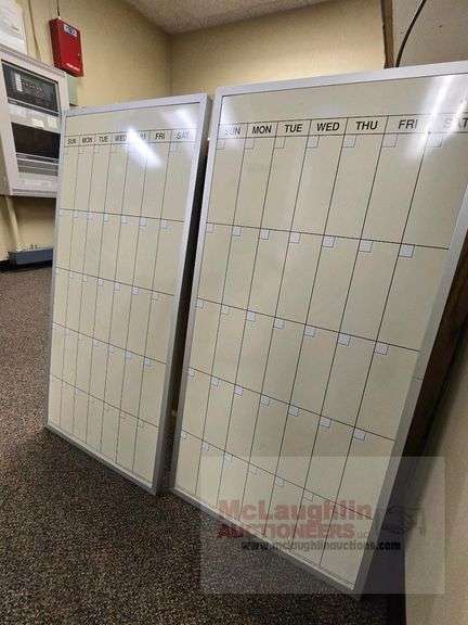 Dual Dry Erase Monthly Calendar Boards, 24"x36", Aluminum Frame, Wall ...