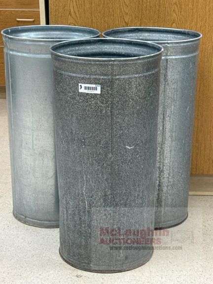 Metal Trash Cans, Tall Galvanized Steel - McLaughlin Auctioneers, LLC ...