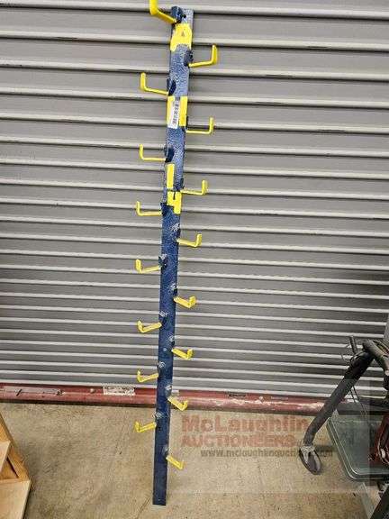 Metal Ladder Rack with 12 Hooks, Blue and Yellow, Approx. 6 ft Height ...