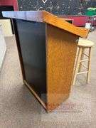 Wooden Podium with Stool, Shelving and Slanted Top - McLaughlin ...