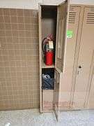 Beige Metal Lockers with Built-in Combination Locks, Fire Extinguisher ...