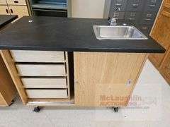 Mobile Science Lab Table with Sink, 4 Drawers, Stainless Steel Sink ...
