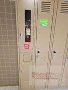 Beige Metal Lockers with Built-in Combination Locks, Fire Extinguisher ...