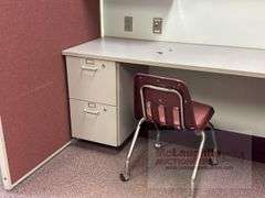 Office Desk, Chair, Partition, Pinboard and Wall Cabinet Set - Red and ...