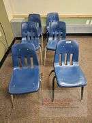 Virco 9000 Series Blue Classroom Chairs, Set of 6, Metal Legs, Slotted ...