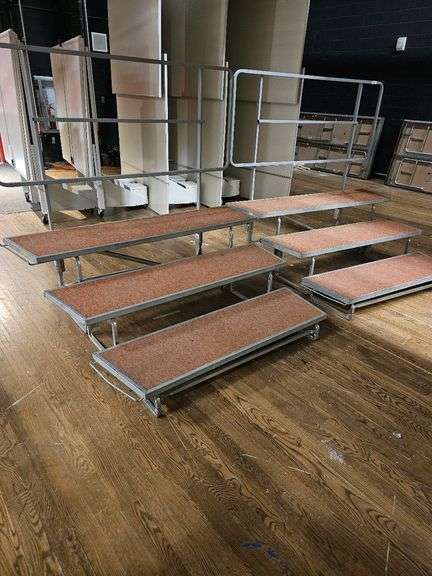 Portable Choral Risers, Metal Frame, 3-Level, Stackable, Handrail, Non ...