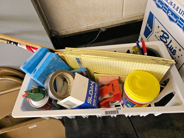 Assorted Office Supplies with Sloan Flush Valve Box, Includes Notepads ...