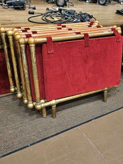 Brass Rail Divider Panels with Plush Foam Hanging in Opening ...