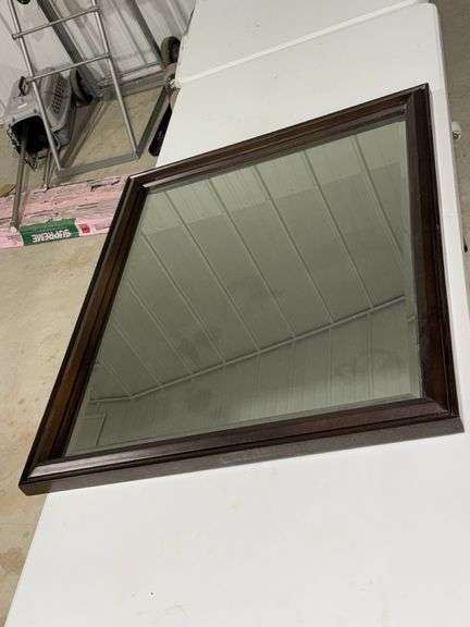 Square Wall Mirror, Dark Brown Wood Frame, 30"x30" - McLaughlin ...
