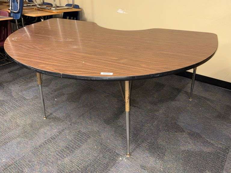 Kidney-Shaped Activity Table, Adjustable Height, Wood Laminate Surface ...