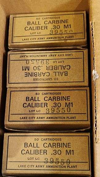 Lake City .30 M1 Ball Carbine Ammunition, 50 Cartridges Per Box, 200 ...