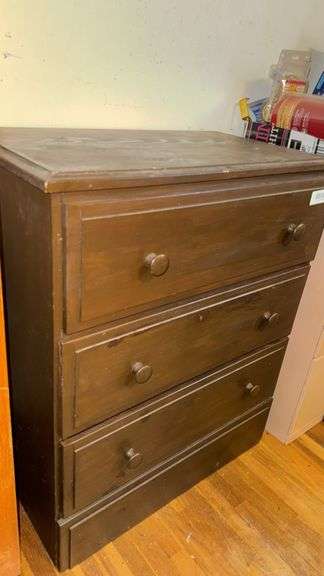 Dark Brown Wooden Chest of Drawers, 3 Drawers, Round Knobs - McLaughlin ...