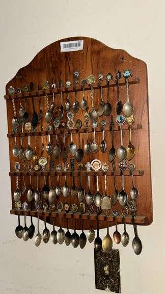 Collectible Spoon Display Set, Wood Rack, Travel Destinations ...