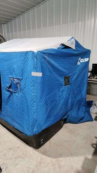 Clam Ice Fishing Shelter, Blue, Portable, Quilted Insulation ...