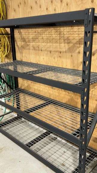 (3) Heavy-Duty Black Metal Storage Shelving Unit, 4 Shelves ...