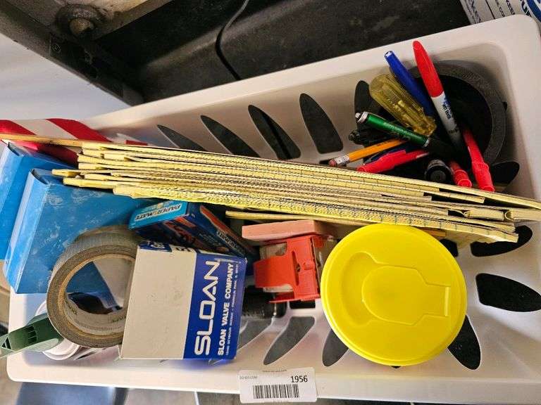 Assorted Office Supplies with Sloan Flush Valve Box, Includes Notepads ...