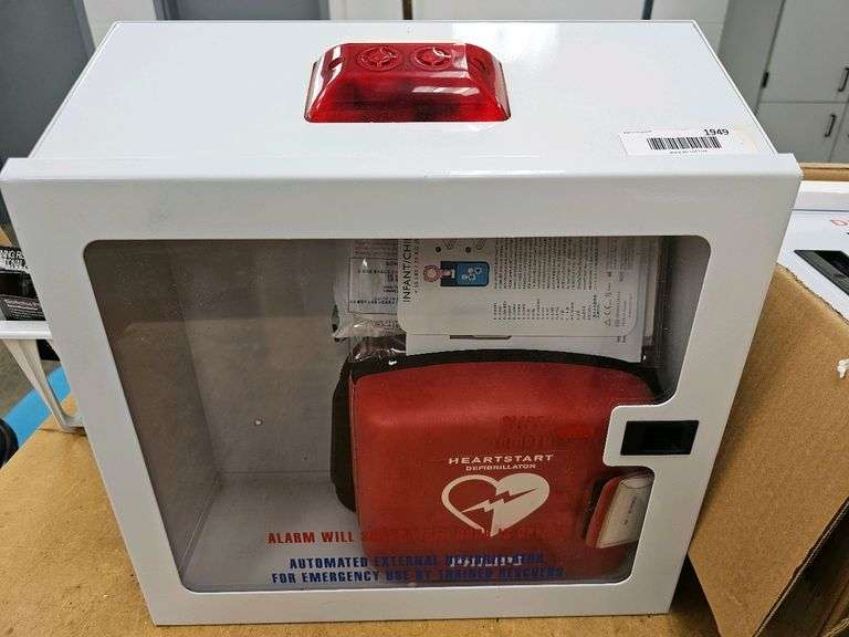 HeartStart AED with Wall Cabinet, Red Carrying Case, Instruction Manual ...