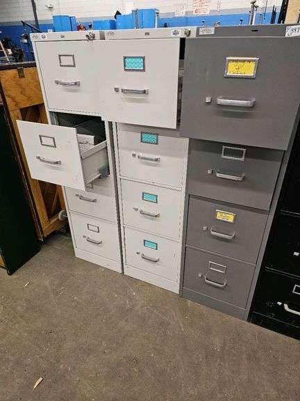 Vertical Filing Cabinets, 4 Drawers, White & Gray, Metal - McLaughlin ...