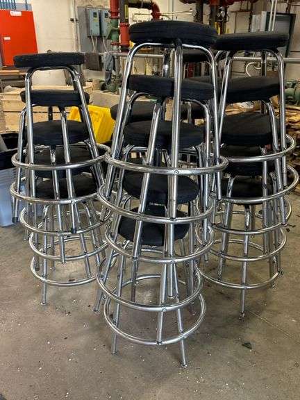 Stackable Metal Frame Bar Stools with Black Fabric Seat - McLaughlin ...