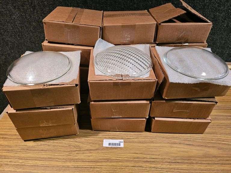 Multiple Boxes of Glass Light Covers, 8" Diameter, Clear and Textured ...