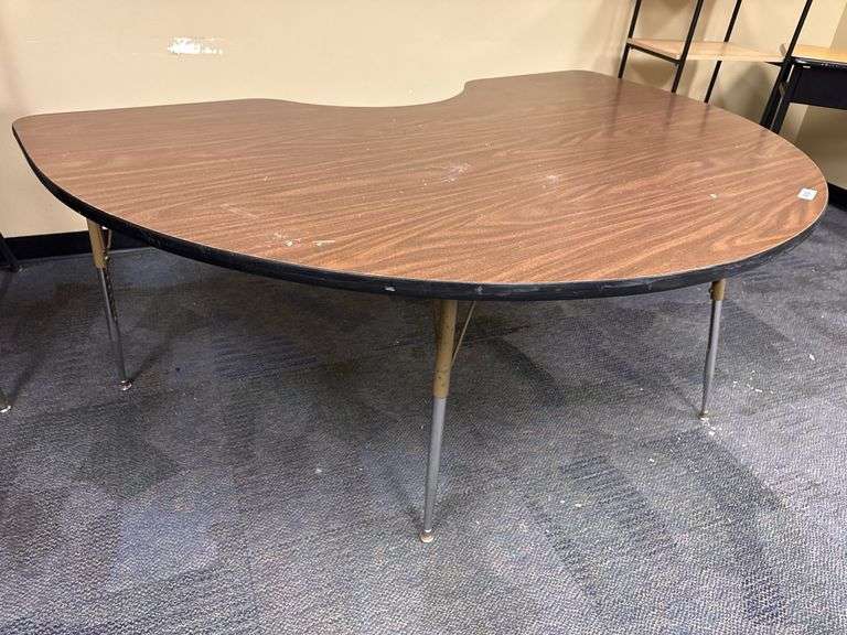 Kidney-Shaped Activity Table, Adjustable Height, Wood Laminate Surface ...