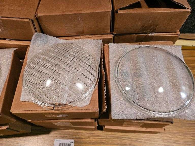 Multiple Boxes of Glass Light Covers, 8" Diameter, Clear and Textured ...