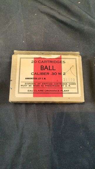 .30 M2 Ball Cartridges, 20 Rounds - McLaughlin Auctioneers, LLC- mc-bid.com