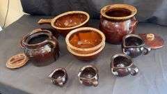 Hull Ovenproof Ceramic Cookware Set, 9 Pieces, Brown, Made in USA ...