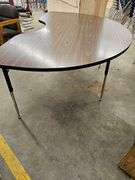Kidney Shaped Table, Adjustable Height, Dark Wood, Laminate ...