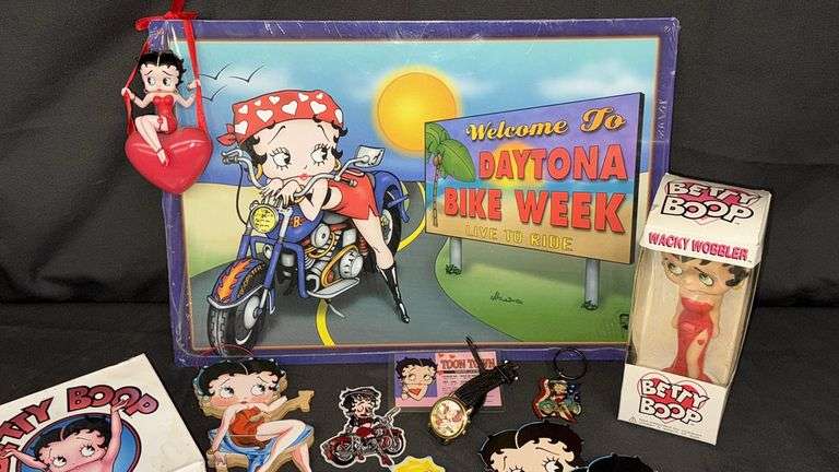 Betty Boop Memorabilia Lot, Wacky Wobbler, Daytona Bike Week Sign ...