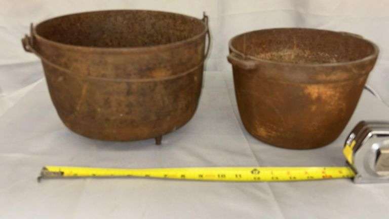 Vintage Iron/Steel Metal Buckets 10" High, Rusted Brown, Metal Handles ...