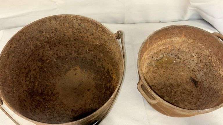 Vintage Iron/Steel Metal Buckets 10" High, Rusted Brown, Metal Handles ...