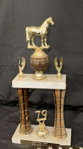 Vintage Horse Trophy and Tack Accessories, Gold and Marble, 1972 - McLaughlin Auctioneers, LLC ...