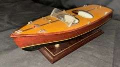1940s Classic Runabout Model Boat, Wood, Display Stand - McLaughlin ...