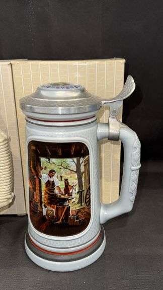Avon The Shipbuilder & The Blacksmith Beer Steins, Building of America ...