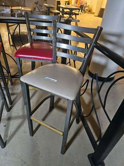 Metal Ladder-Back Bar Stools - McLaughlin Auctioneers, LLC- mc-bid.com