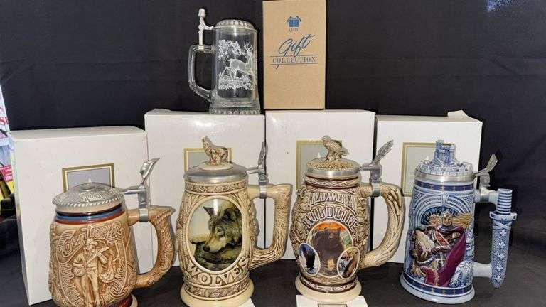 Avon Collectible Beer Steins Set, Tribute & Themed Designs, Original ...