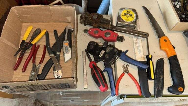Mixed Hand Tools Set with Stanley Tape Measure, Wire Strippers, Pliers ...